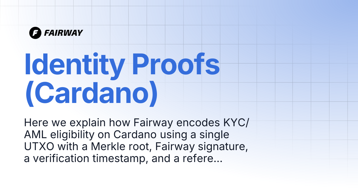Identity Proofs (Cardano) | Fairway Developer Docs